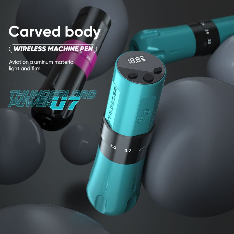 6 Stroke adjustable Thunderlordpower U7 Wireless tattoo Machine Pen - Biomaser